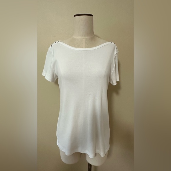 Talbots | Tops | Talbots Small Ribbed White 0 Cotton Wshoulder ...
